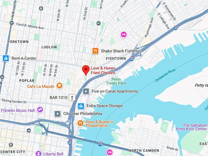 16. love & honey fried chicken map