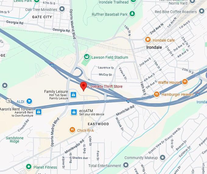 16. lovelady thrift store map