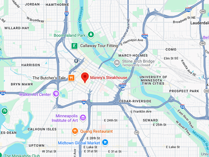16. manny's steakhouse map