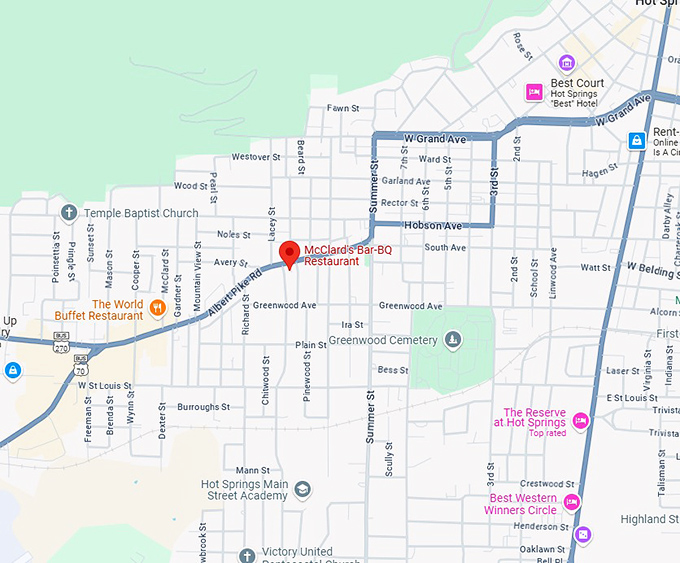16. mcclard's bar b q restaurant map