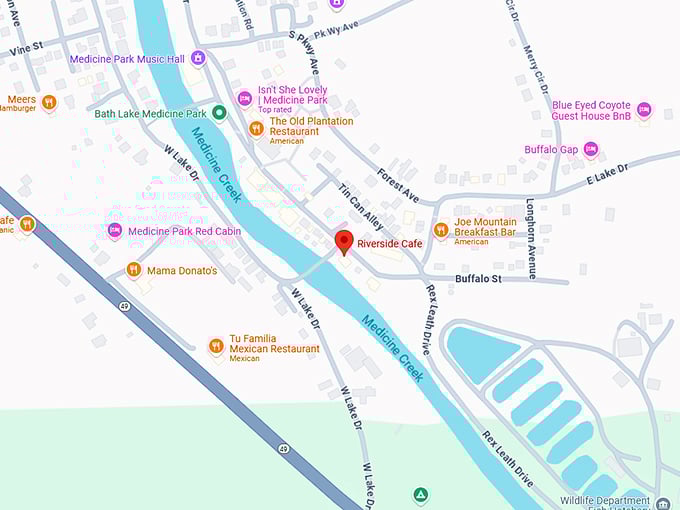 16. medicine park (restaurant to mention riverside caf&eacute;) map