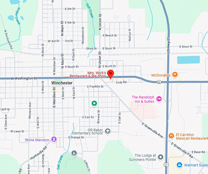 16. mrs. wick's restaurant & pie shop map