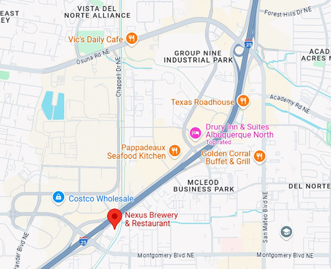 16. nexus brewery & restaurant map