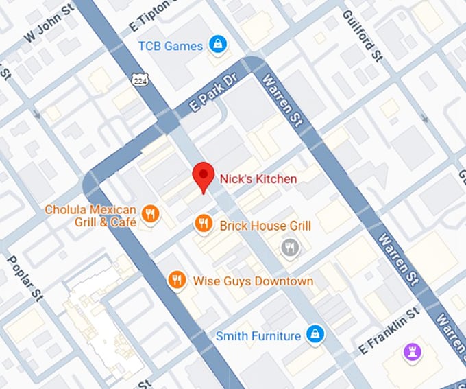 16. nick's kitchen map