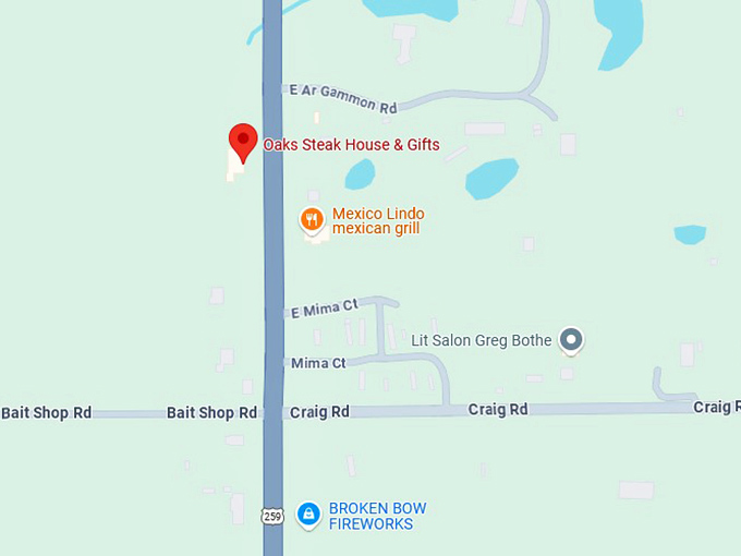 16. oaks steak house & gifts map