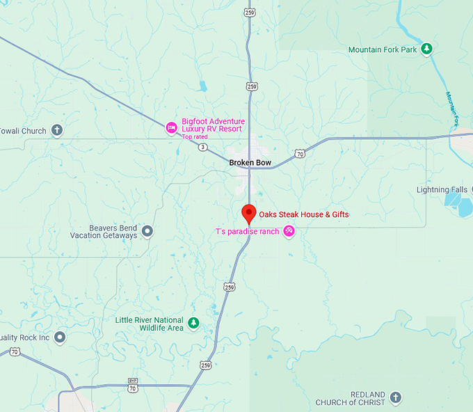 16. oaks steak house & gifts map