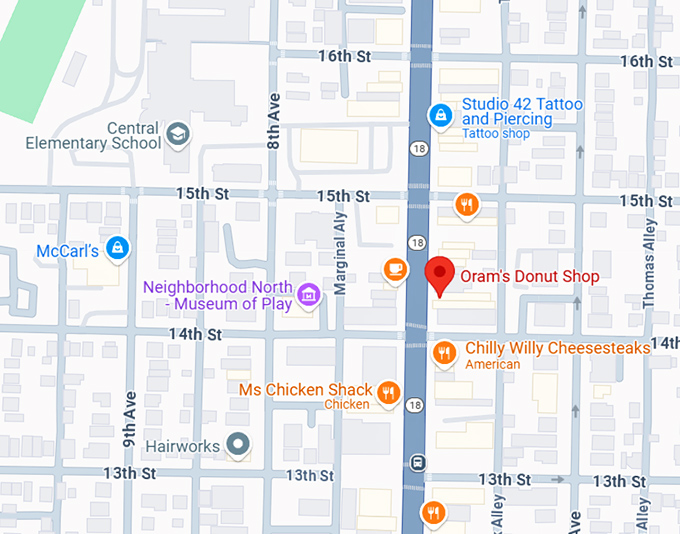 16. oram's donut shop map