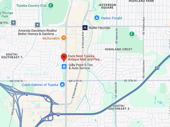16. owls nest topeka antique mall and flea market (3411 sw topeka blvd) map