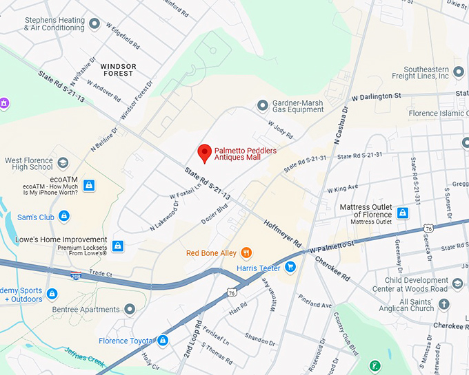 16. palmetto peddlers antiques mall map