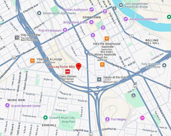 16. peg leg porker bbq map