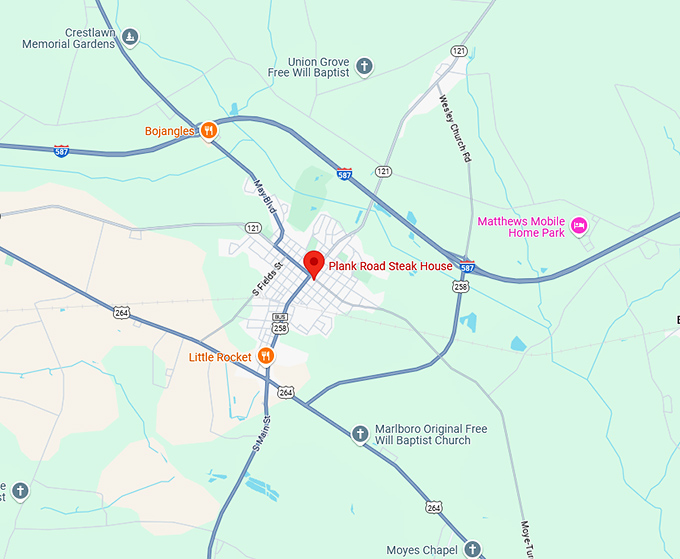 16. plank road steak house map