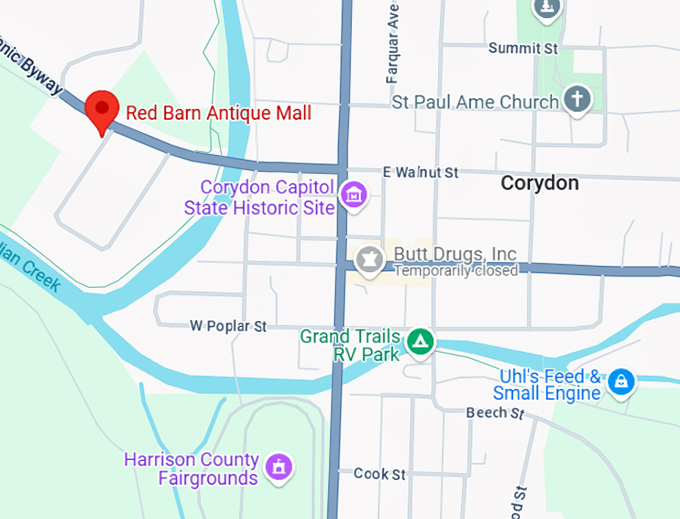 16. red barn antique mall map