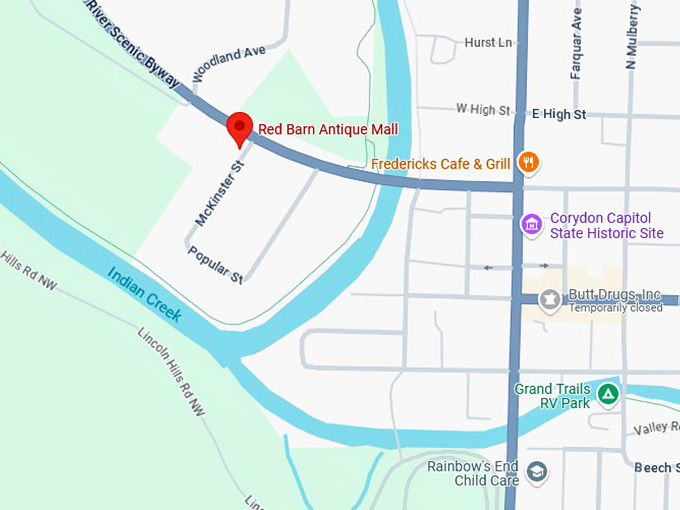 16. red barn antique mall map