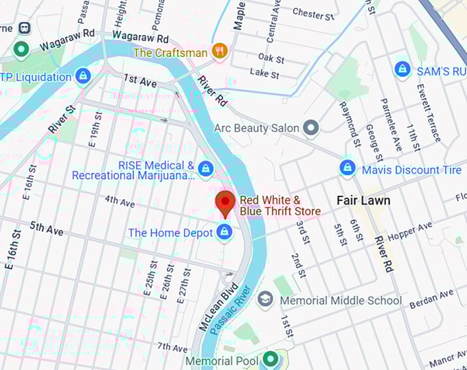 16. red white & blue thrift store map