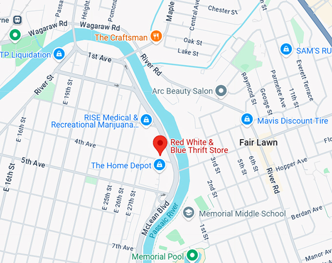 16. red white & blue thrift store map