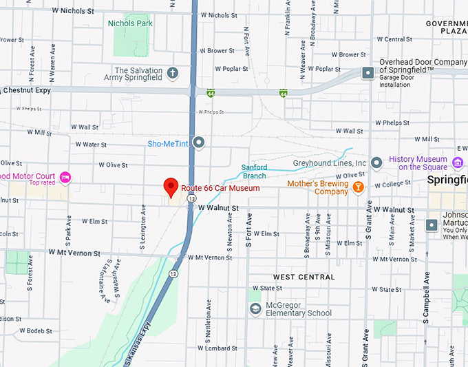 16. route 66 car museum map