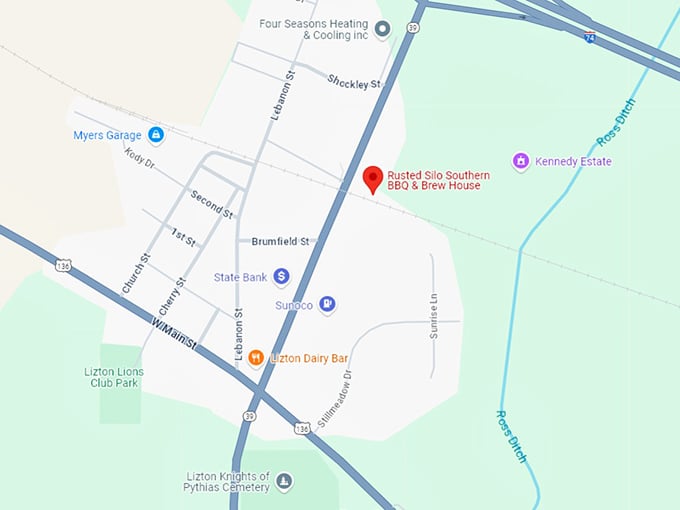 16. rusted silo southern bbq & brew house map