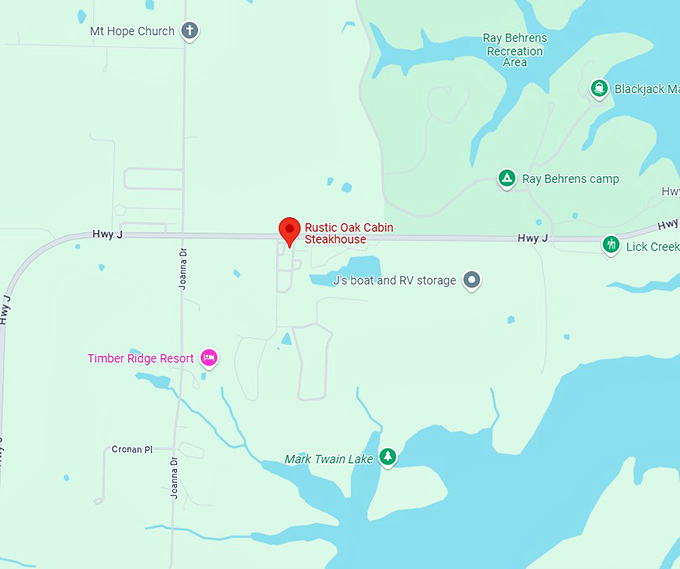 16. rustic oak cabin steakhouse map