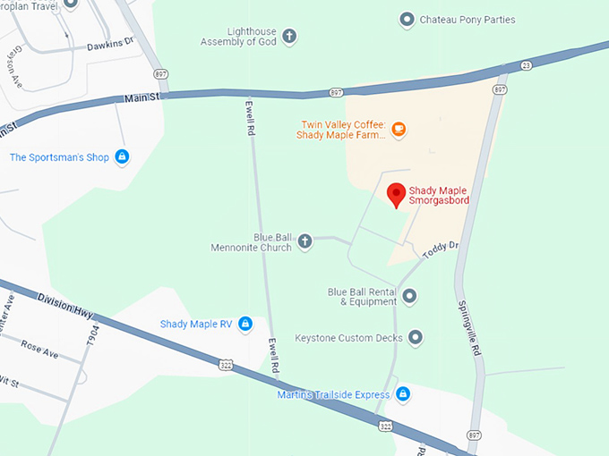 16. shady maple smorgasbord map