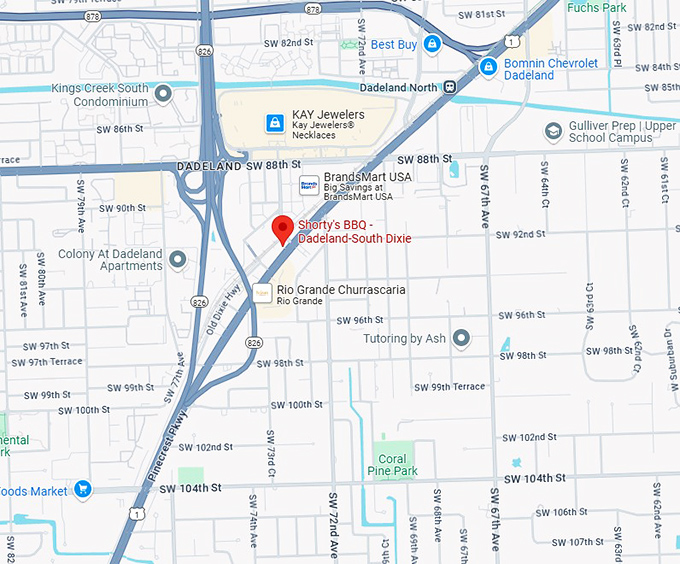 16. shorty's bbq dadeland south dixie map