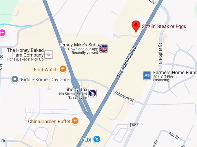 16. sizzlin' steak or eggs map