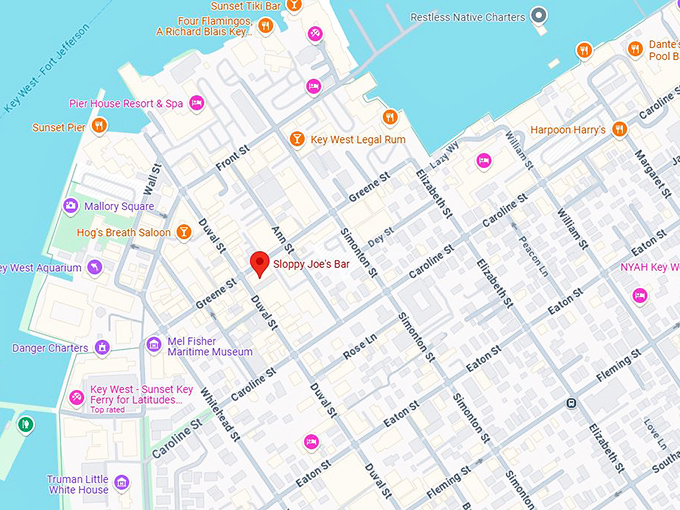 16. sloppy joe's bar map