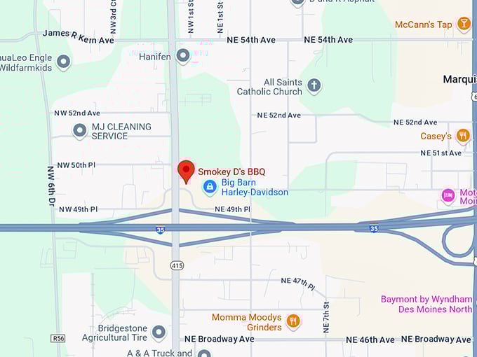 16. smokey d's bbq map