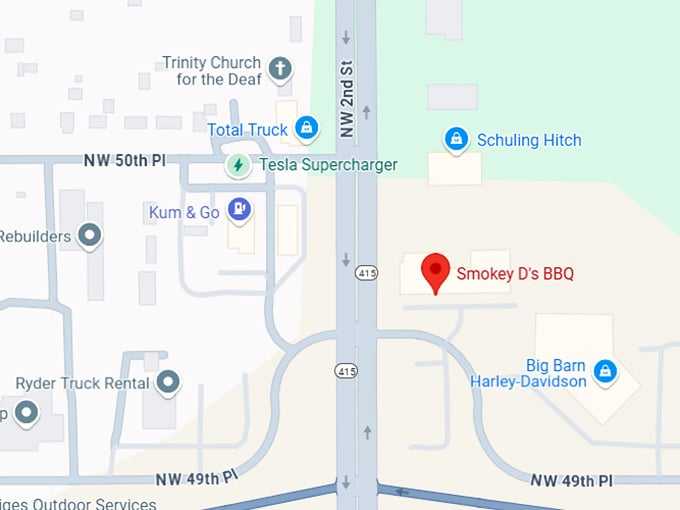 16. smokey d's bbq map