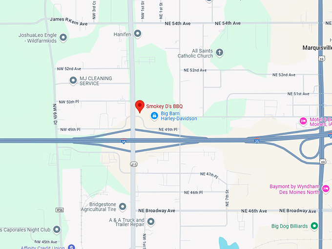 16. smokey d's bbq map