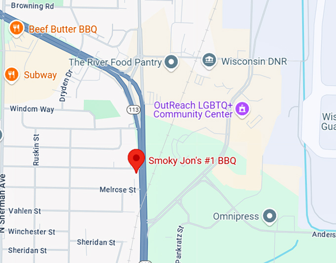16. smoky jon's #1 bbq map