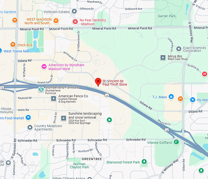 16. st. vincent de paul thrift store 6301 odana rd map
