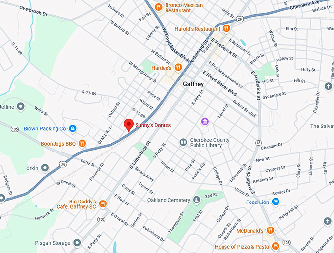 16. sunny's donuts map