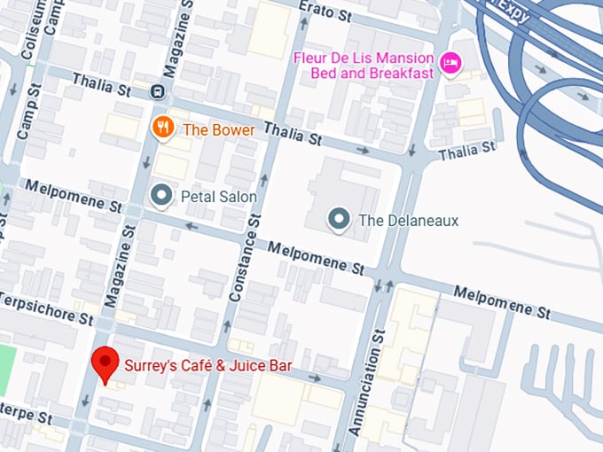 16. surrey's cafe and juice bar map