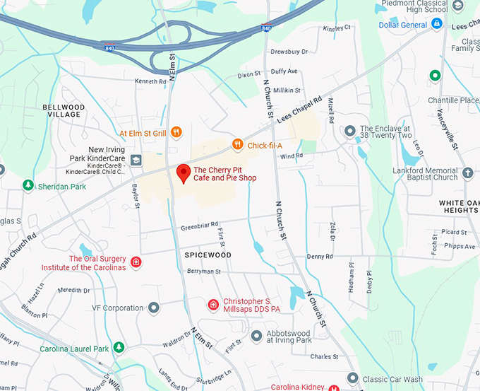16. the cherry pit cafe and pie shop map