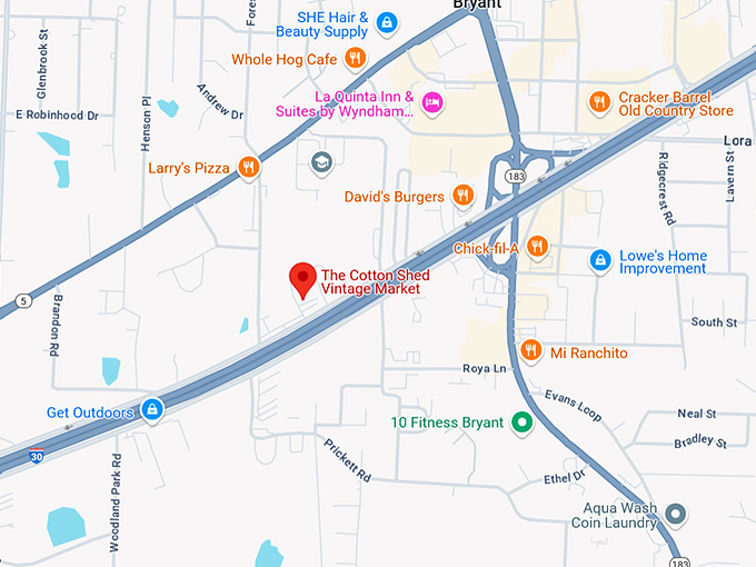 16. the cotton shed vintage market map