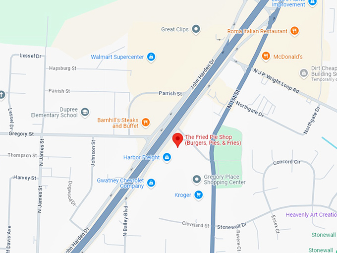 16. the fried pie shop (burgers, pies, & fries) map