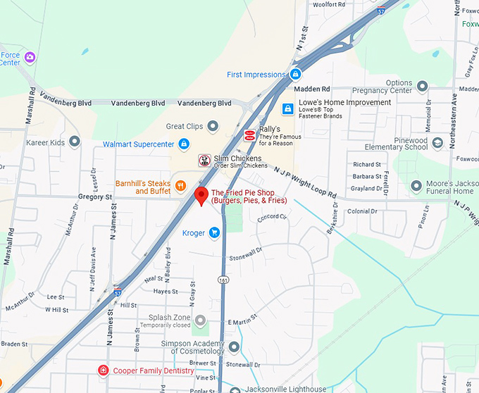 16. the fried pie shop (burgers, pies, & fries) map