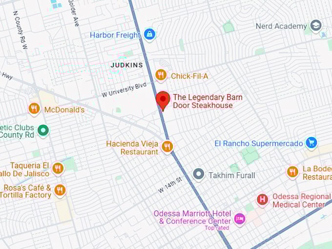 16. the legendary barn door steakhouse map