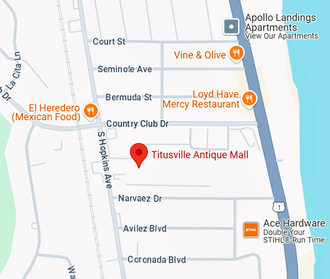 16. titusville antique mall map