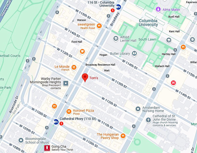16. tom's restaurant map