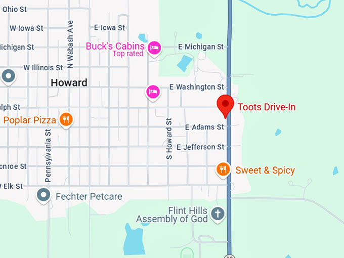 16. toots drive in map