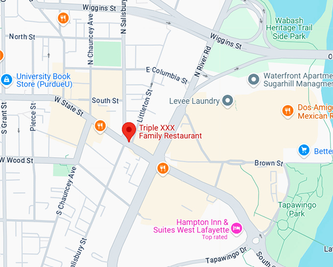 16. triple xxx family restaurant map