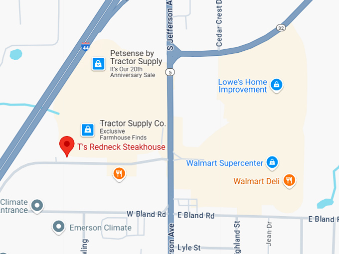 16. t's redneck steakhouse map
