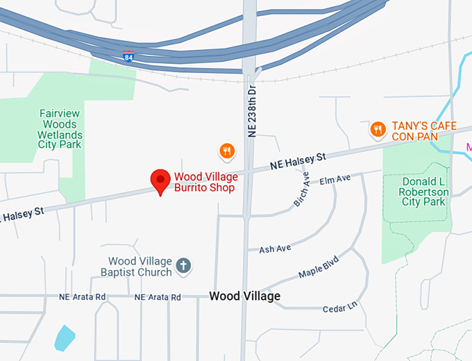 16. wood village burrito shop map