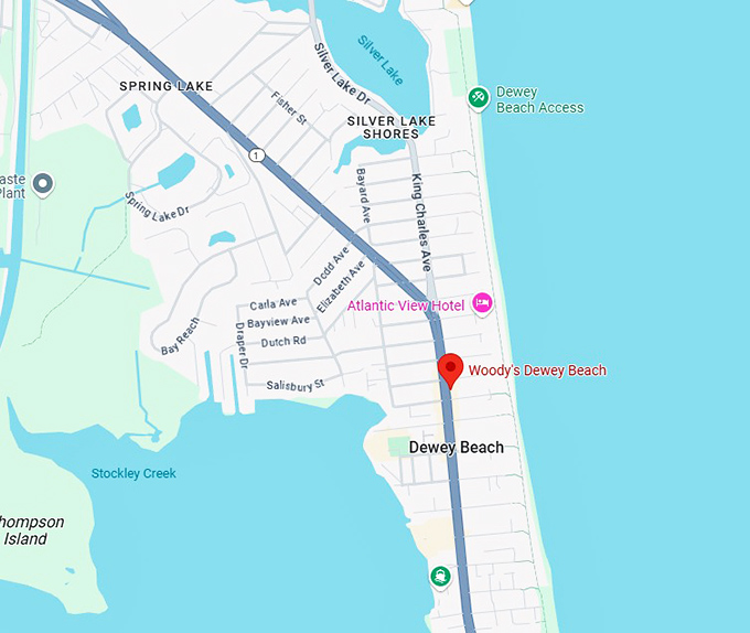 16. woody's dewey beach map