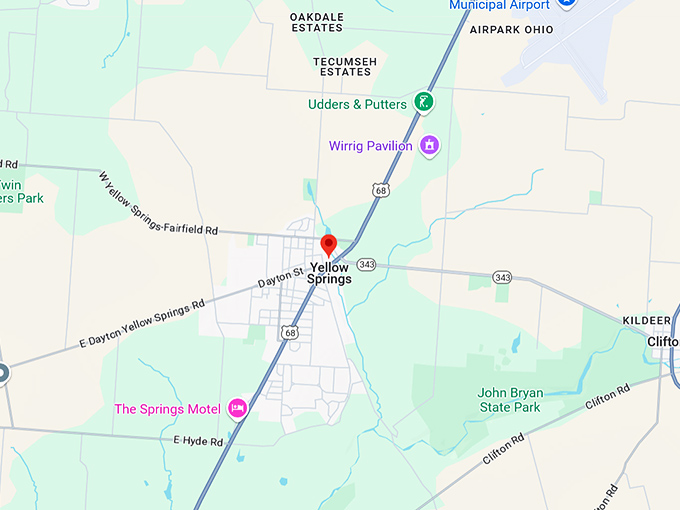 16. yellow springs (restaurant to mention winds caf&eacute;) map