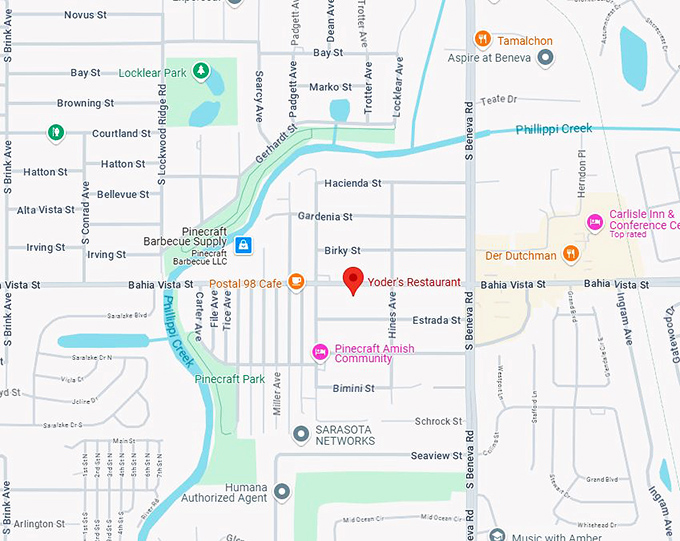 16. yoder's restaurant & amish village map