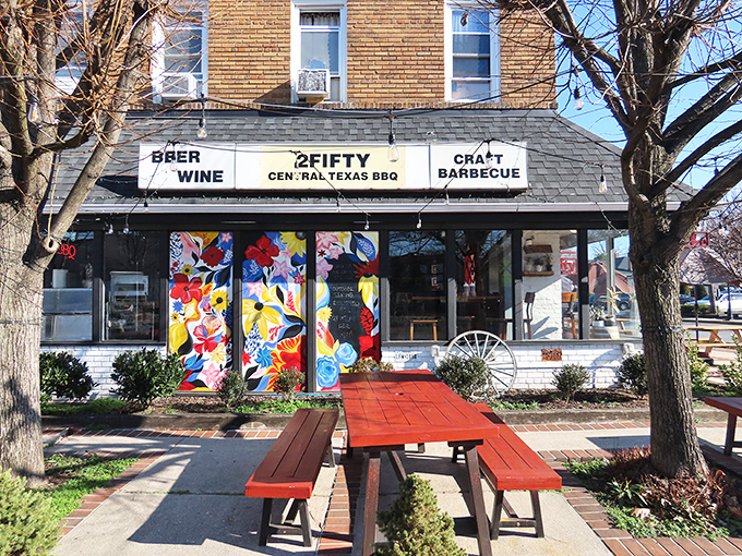 2Fifty's colorful storefront is like a BBQ Warhol painting &ndash; vibrant exterior, serious Texas-style meat business inside.