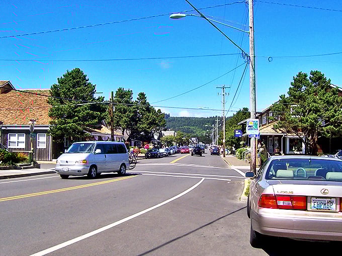 Cannon Beach's main street welcomes you with small-town charm and the promise of saltwater taffy just around the corner.