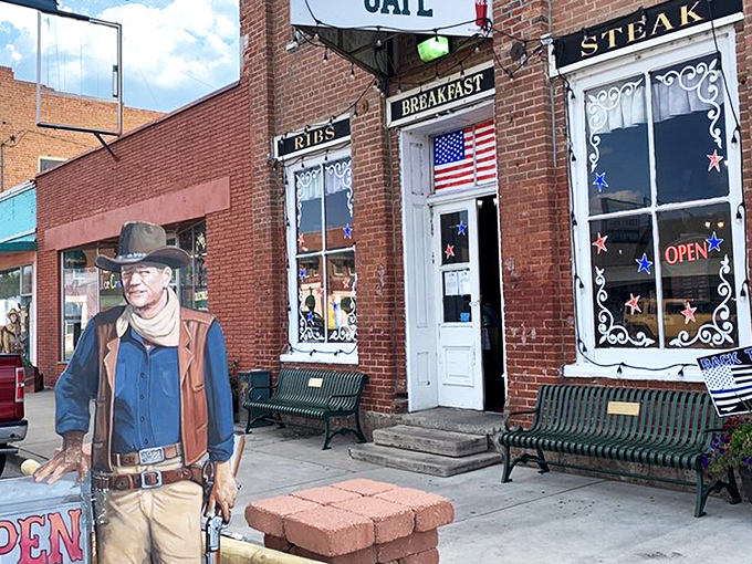 The Wild West lives on! Cowboy's Smokehouse brings frontier charm with its brick facade and John Wayne-worthy entrance.